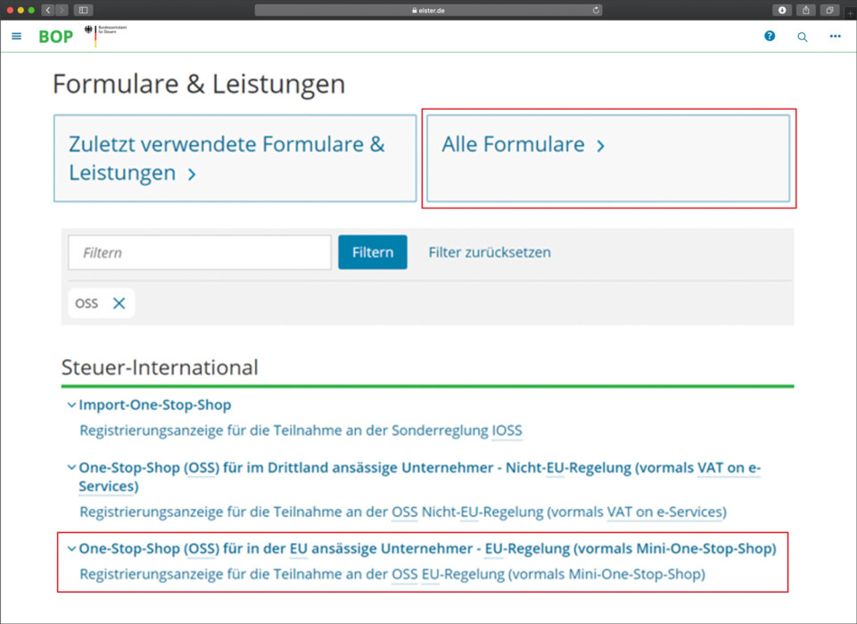 Wie registriere ich mich für den OSS - eClear